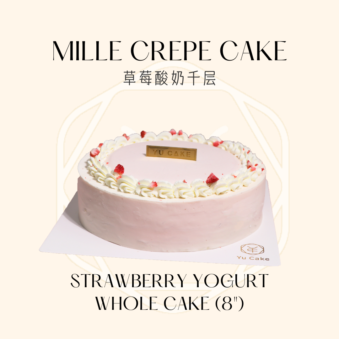 Strawberry Yogurt Mille Crepe Cake Whole 8" – Yu Cake